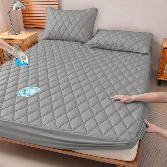 Waterproof Quilted Mattress Protector, Ultra-Soft Fitted Mattress Pad ...