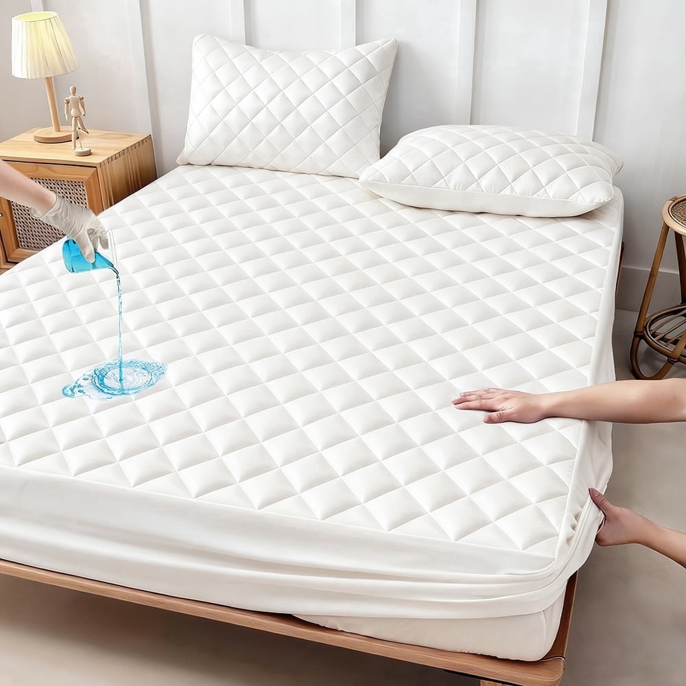 Waterproof Quilted Mattress Protector, Ultra-Soft Fitted Mattress Pad ...