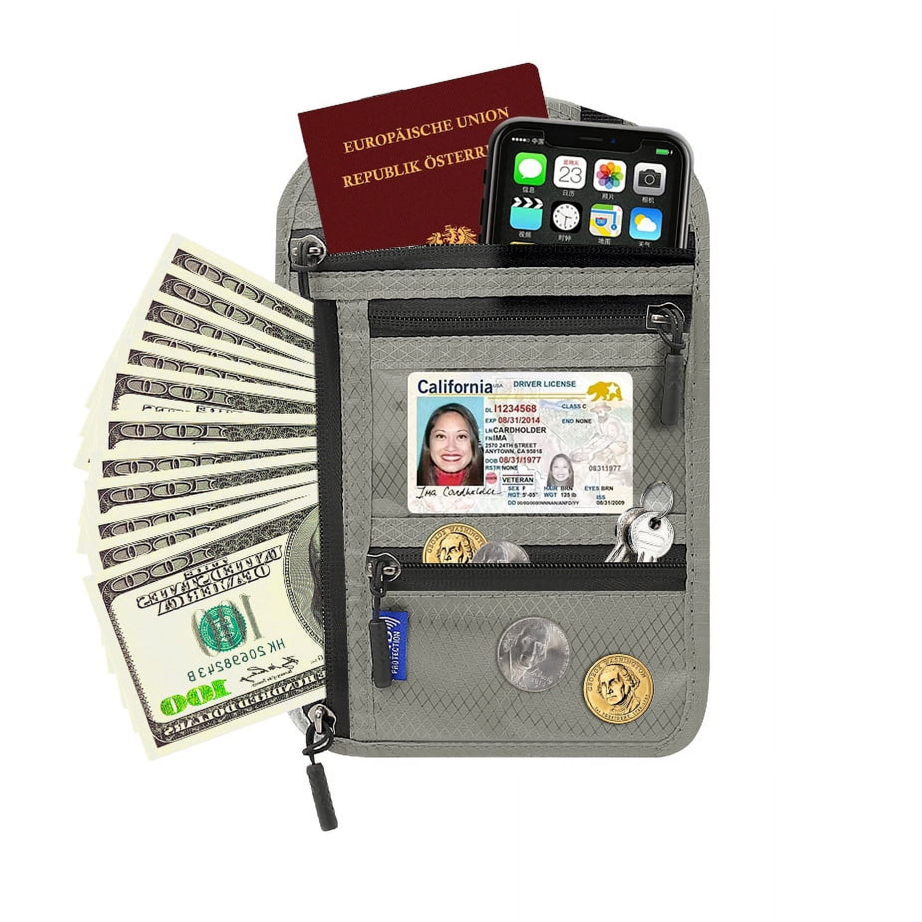 Waterproof RFID Blocking Travel Neck Wallet ID Card Organizer Pouch ...