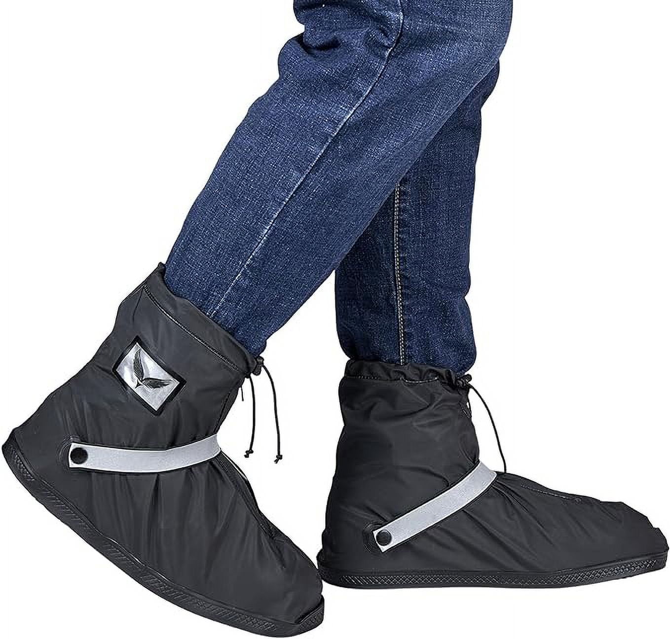 Waterproof Rain Boot Shoe Covers for Men Women with Reflector, Black ...