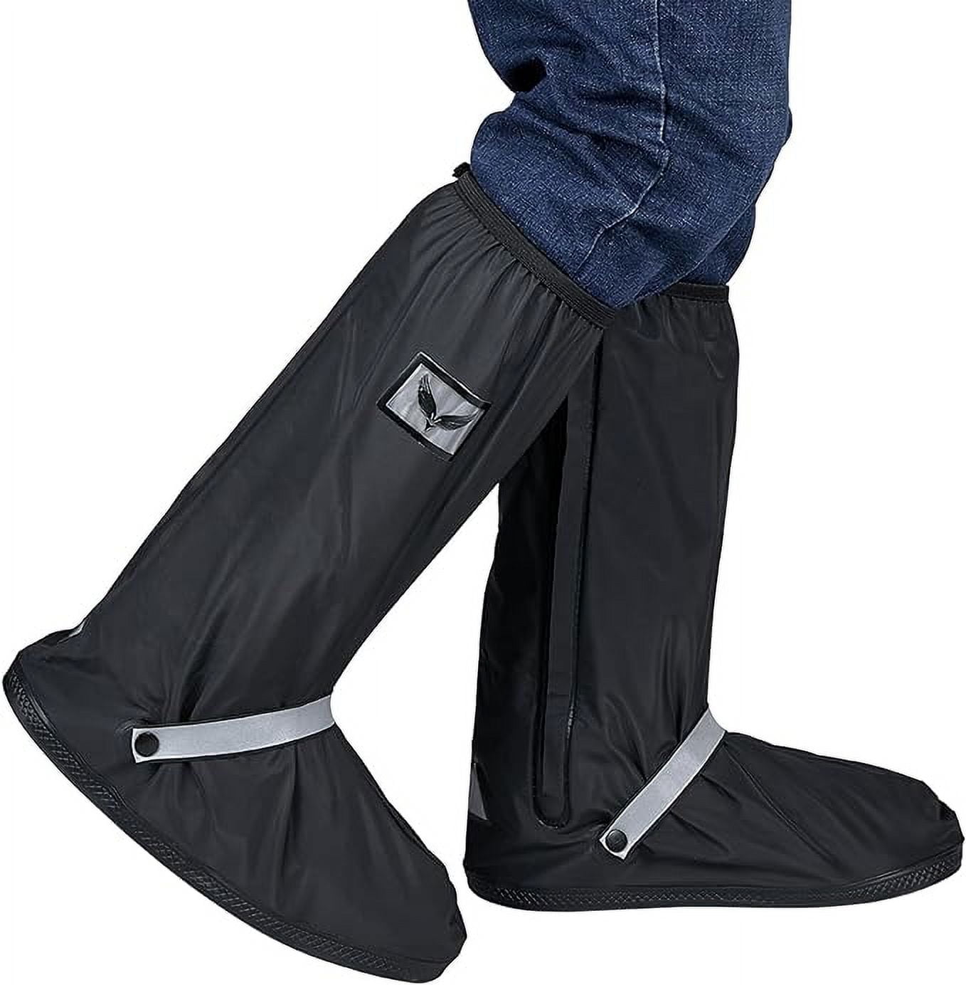 Waterproof Rain Boot Shoe Covers for Men Women with Reflector, Black ...