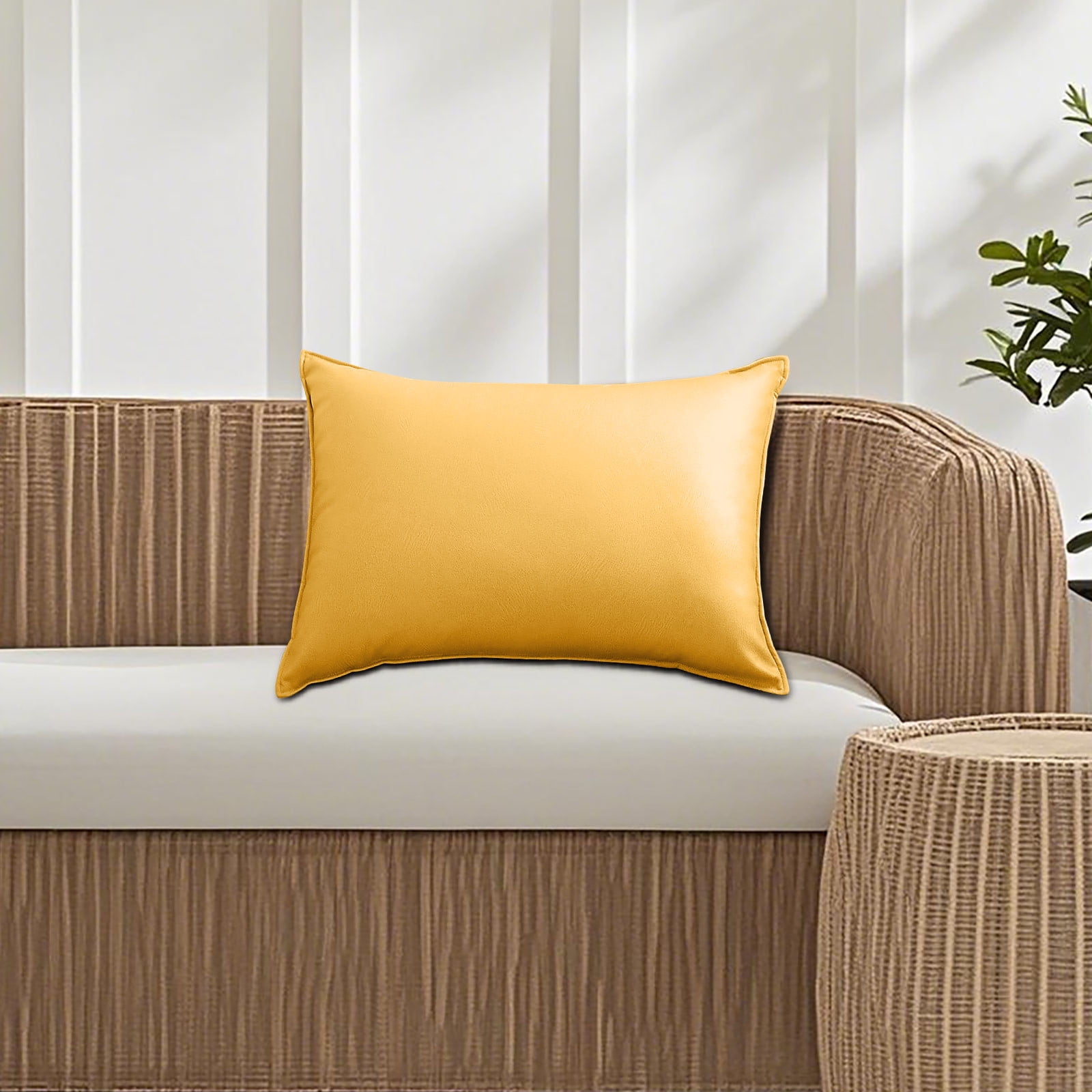 Waterproof Rectangle Pillow Cover, Modern Solid Color Cushion, Durable ...