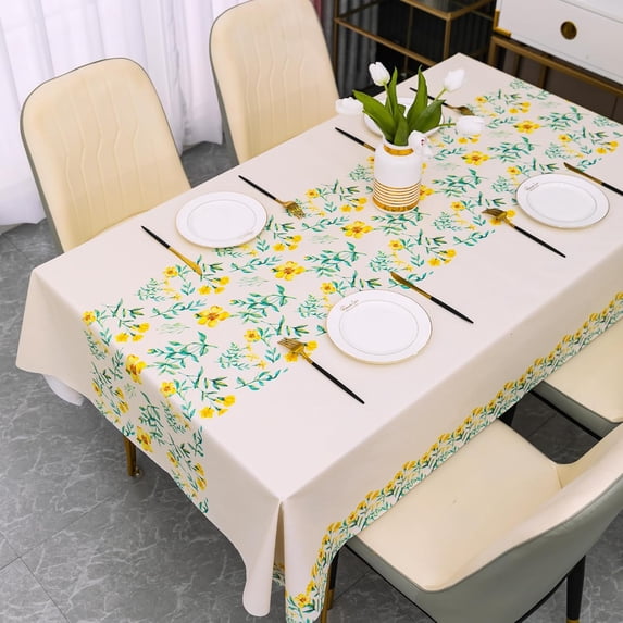 Waterproof Rectangle Tablecloth, Oil Proof Vinyl Plastic Table Cover ...