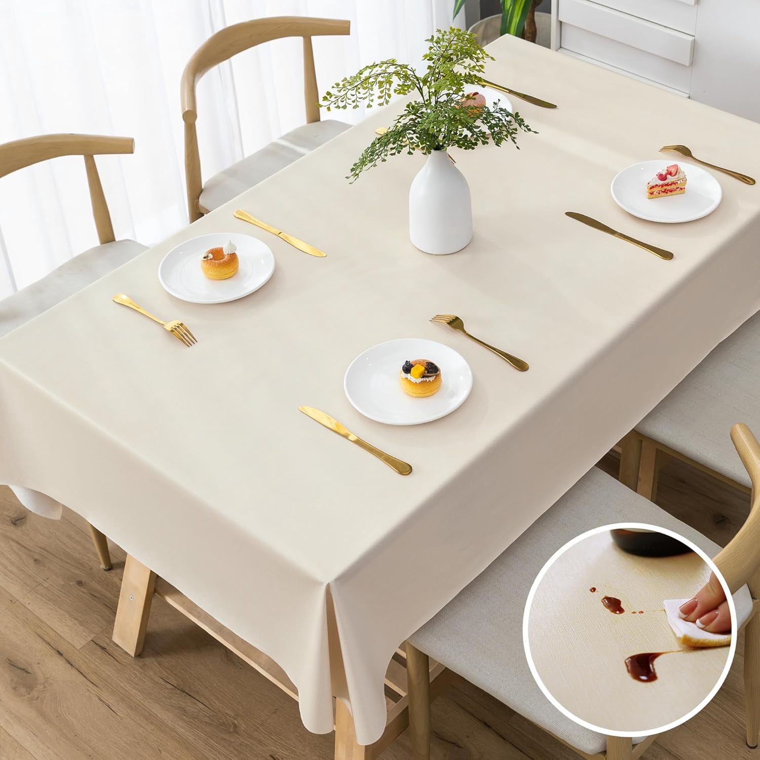 Waterproof Rectangle Tablecloth, Oil and Spill Proof Vinyl Table Cover ...