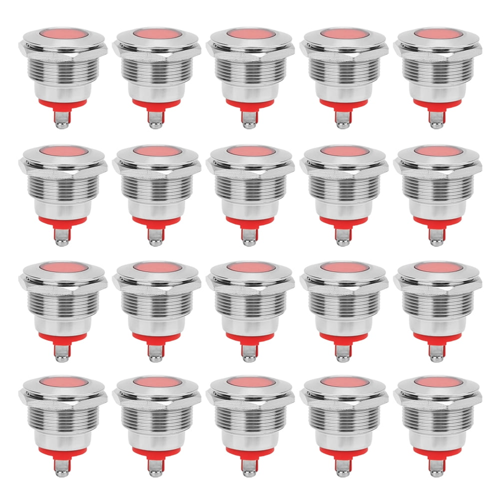Waterproof Red LED Indicator Lights, 20PCS IP68 Rated, 22mm Metal ...