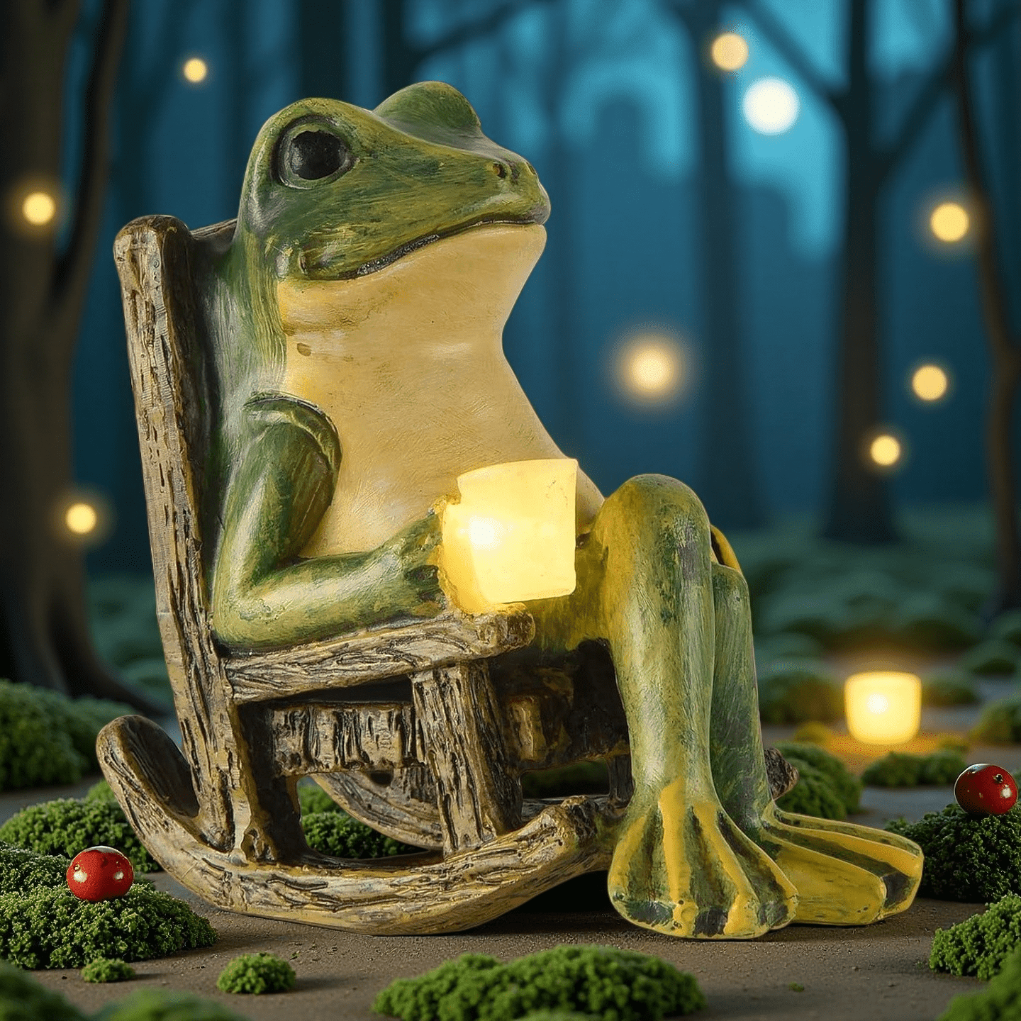 PEUHOP Solar Garden Statue, 3.9"x2.3"x3.9" Frog with LED Light ...