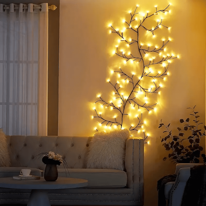 Waterproof & Reusable Bendable Wicker Vine Twig Lights - 9 Branches, 72 ...