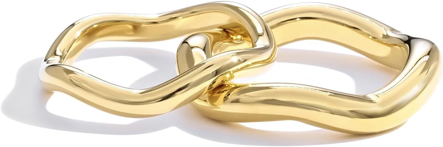 Waterproof Ring Set Gold Stackable Rings for Women Non Tarnish - Silver ...