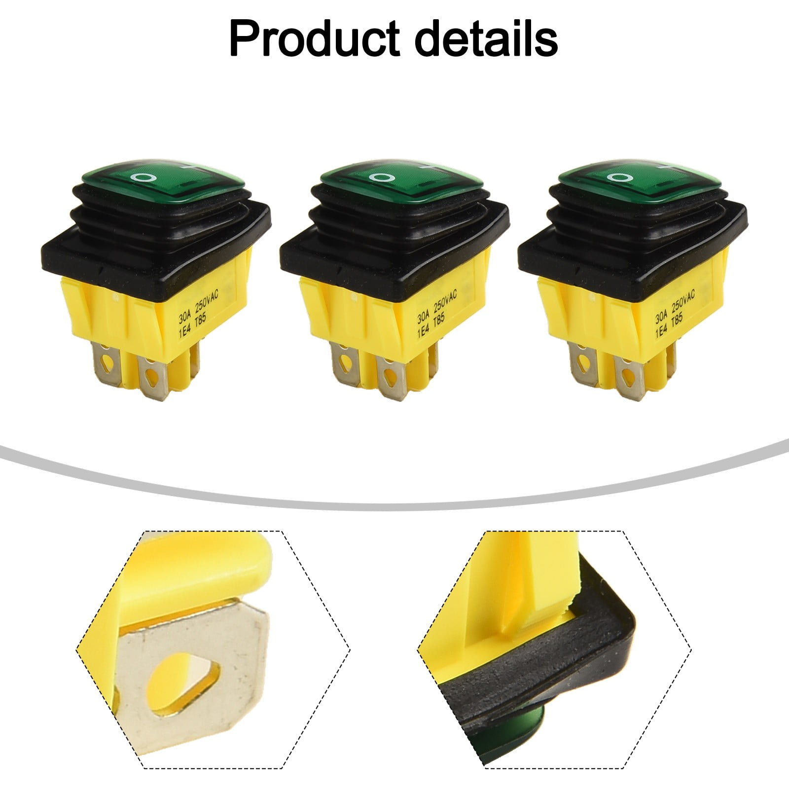 Waterproof Rocker Switch 30A Switch 20*33mm Installation Size 4 Pin ...