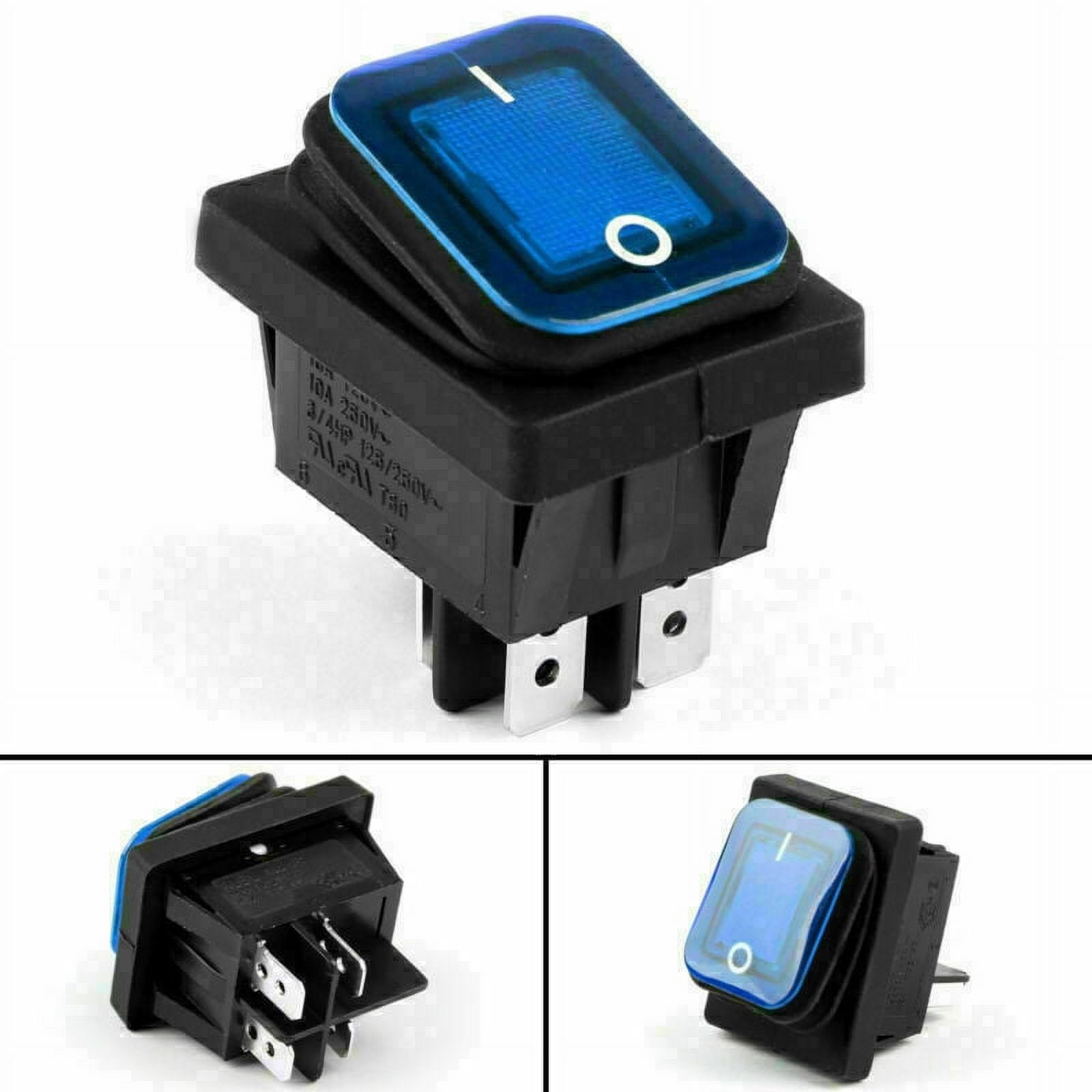 Waterproof Rocker Switch Car/Truck/Boat Blue LED 4-Pin ON/OFF ...