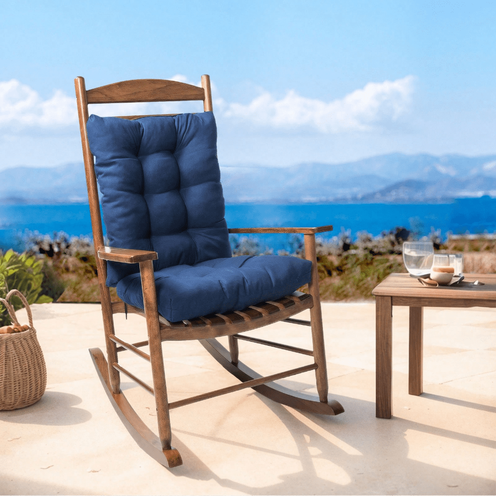 Waterproof Rocking Chair Cushion Set 2PC Cushion Back & Seat Bottom For ...