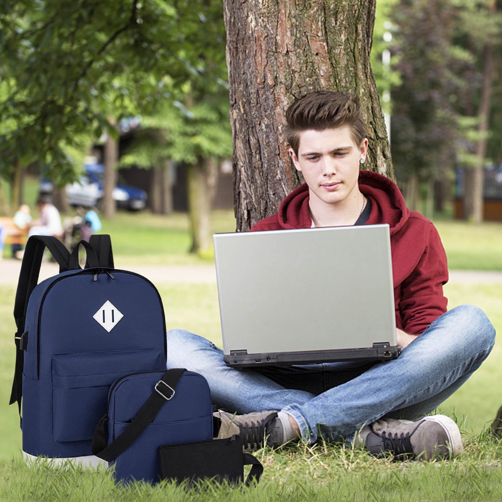 Backpack Set, College Casual Style, Waterproof Material, Multiple ...