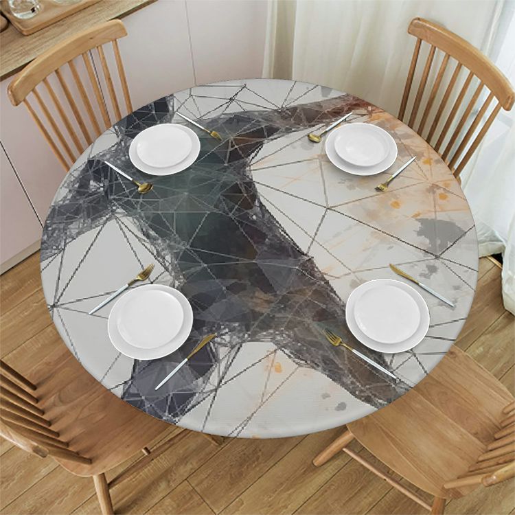 Waterproof Round Fitted Table Cover, Cool Man Playing Elastic Edged ...