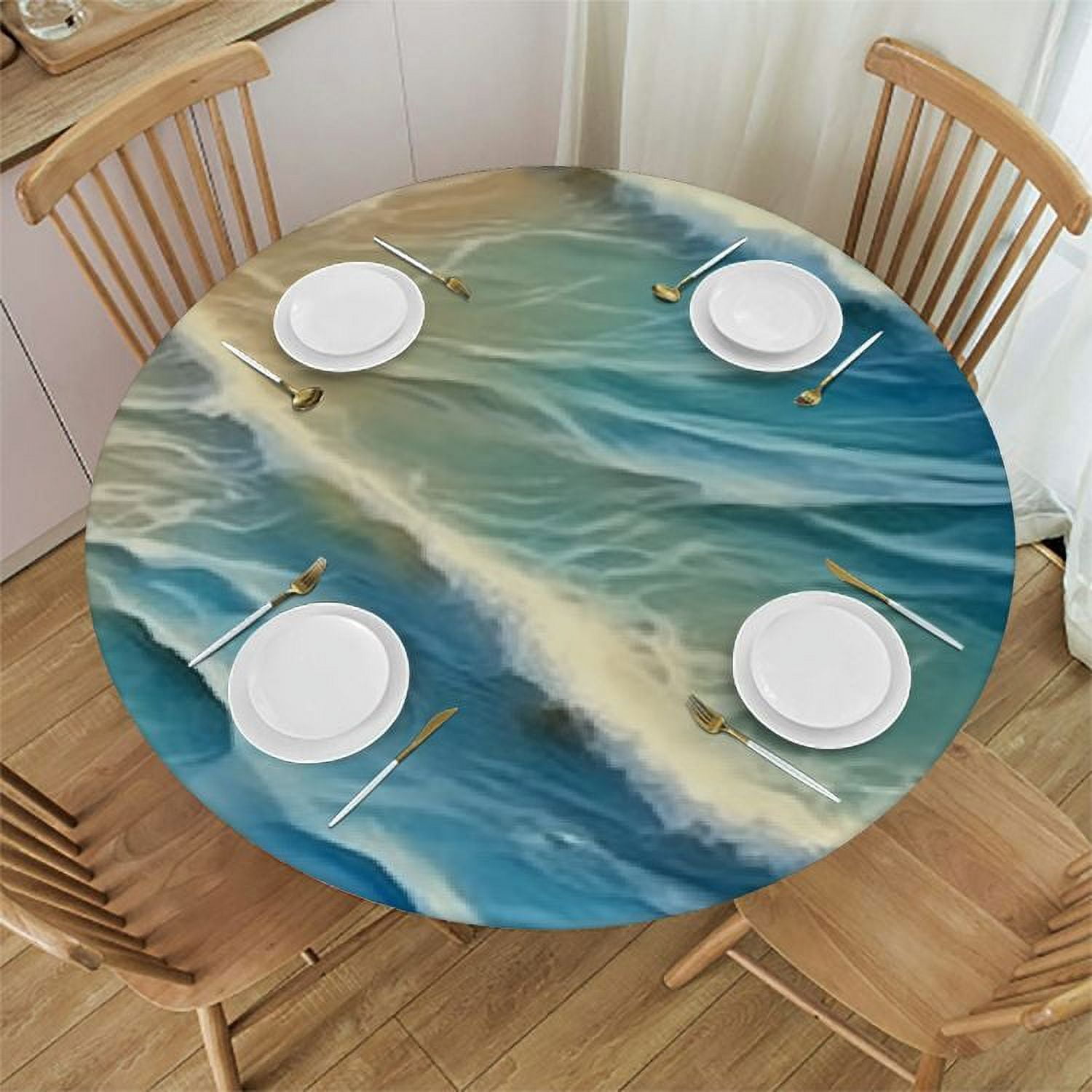 Waterproof Round Table Cloths Tablecloth Vinyl Table Cover Protector ...
