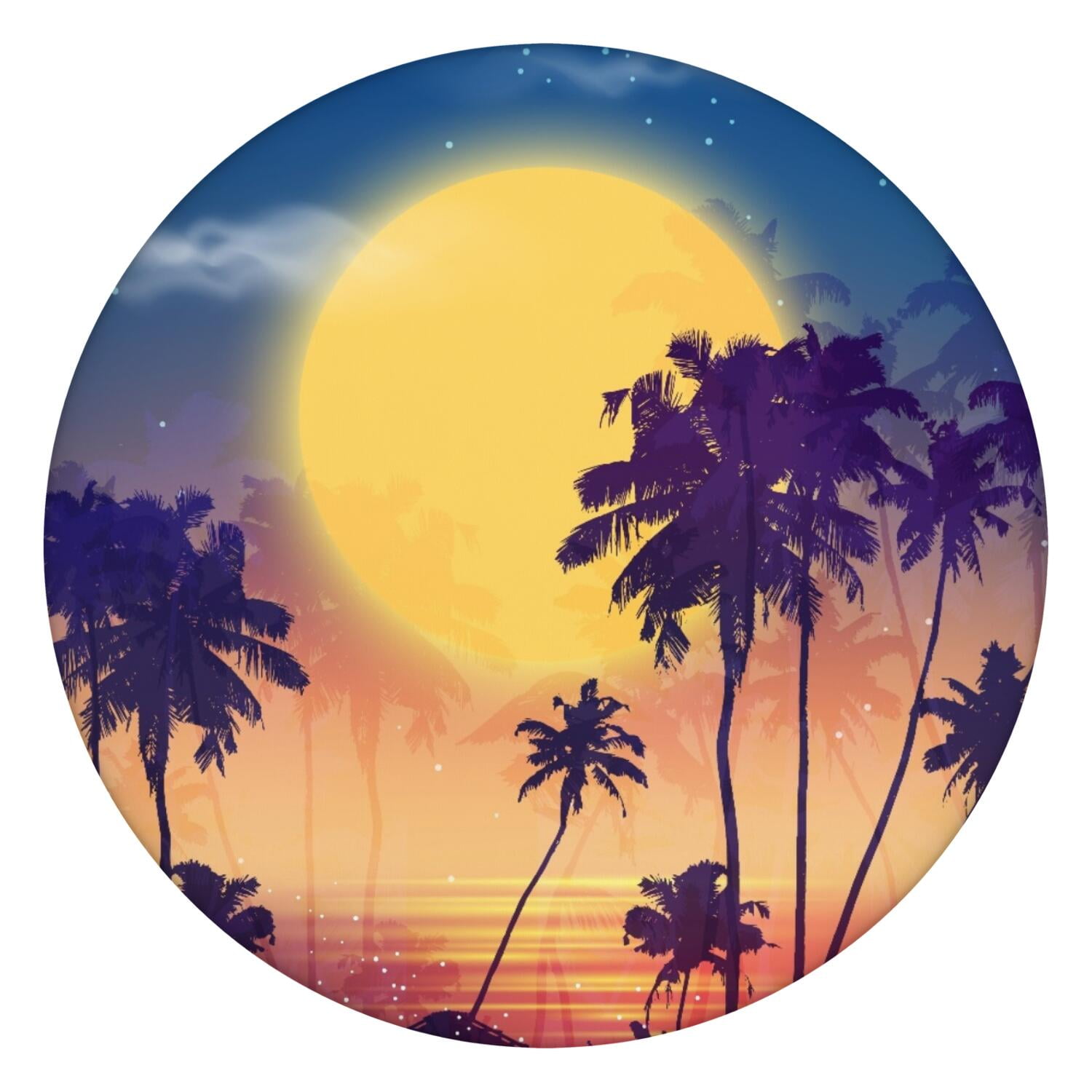 Waterproof Round Tablecloth with Vibrant Hawaiian Sunset Beach and ...