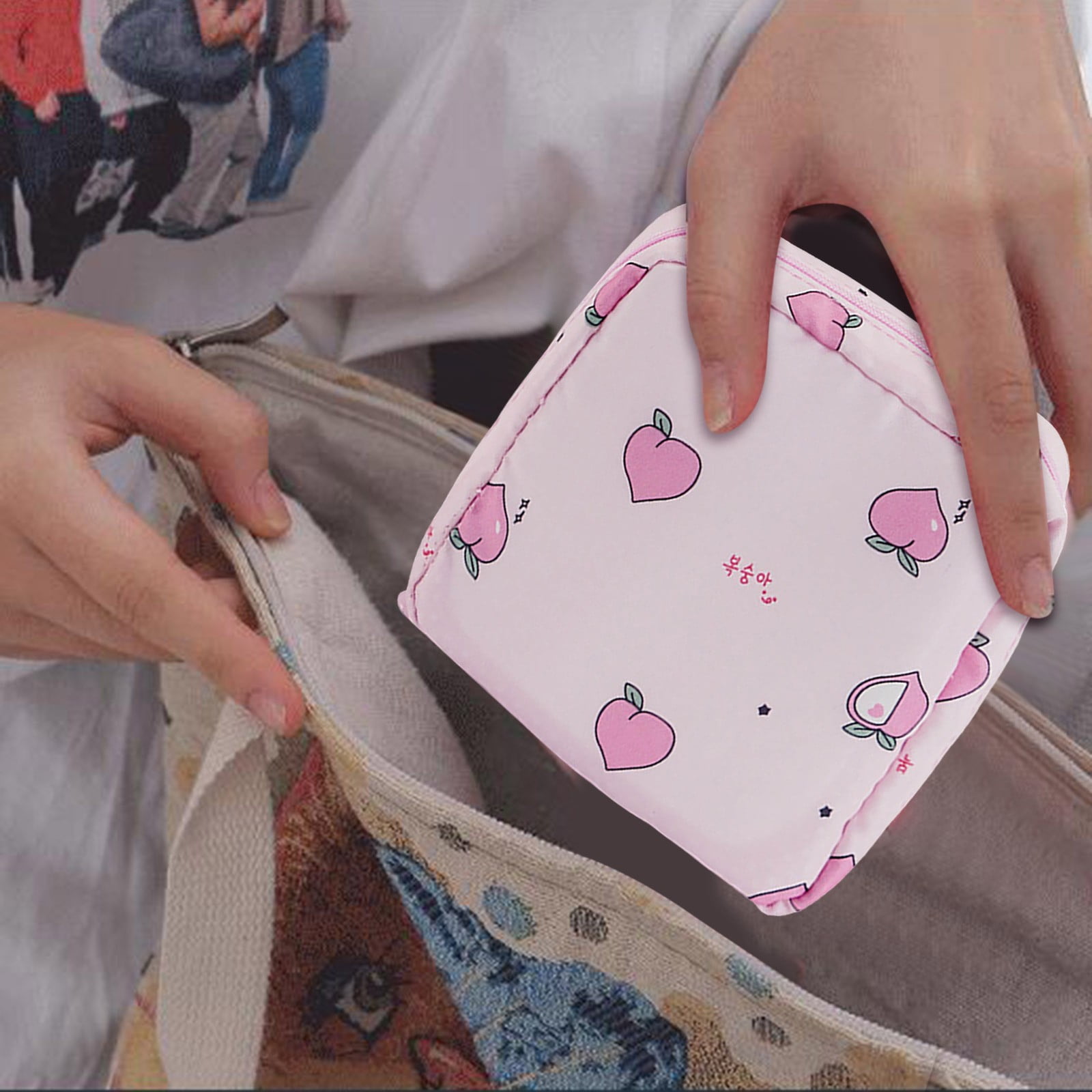 Waterproof Sanitary Pad Organizer - Cute Printed Cosmetic Pouch with ...