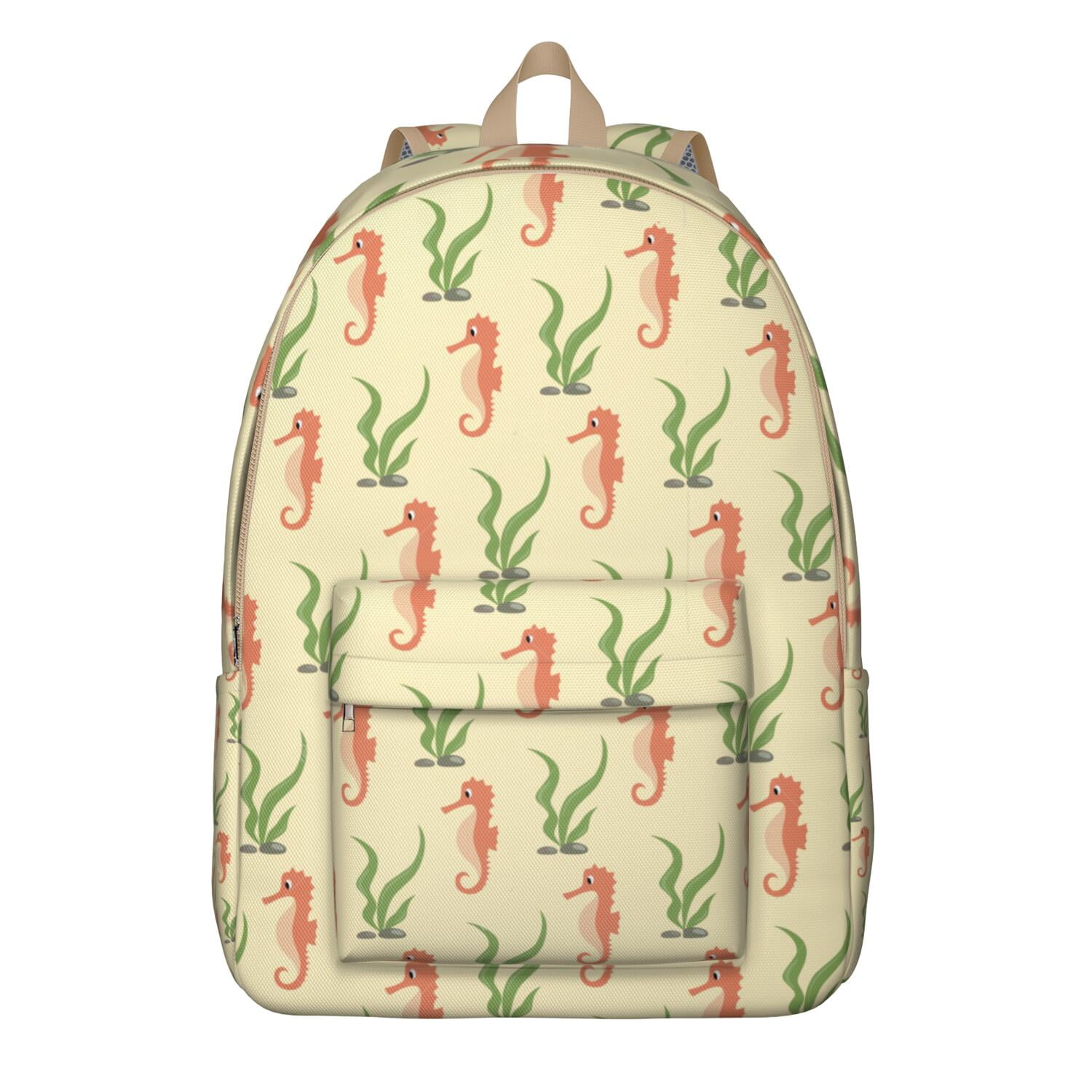 Waterproof School Backpack with Cute Tropical Seahorse Design ...
