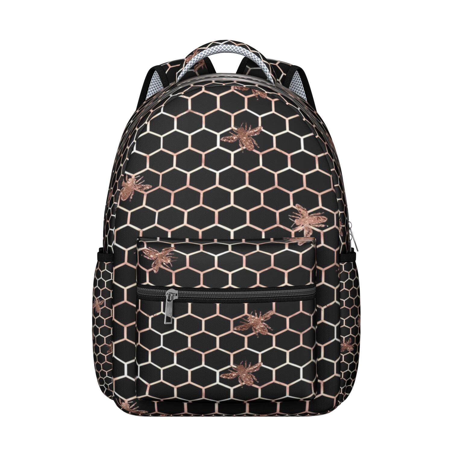 Waterproof School Backpack with Honeycomb Print - Ergonomic Student ...