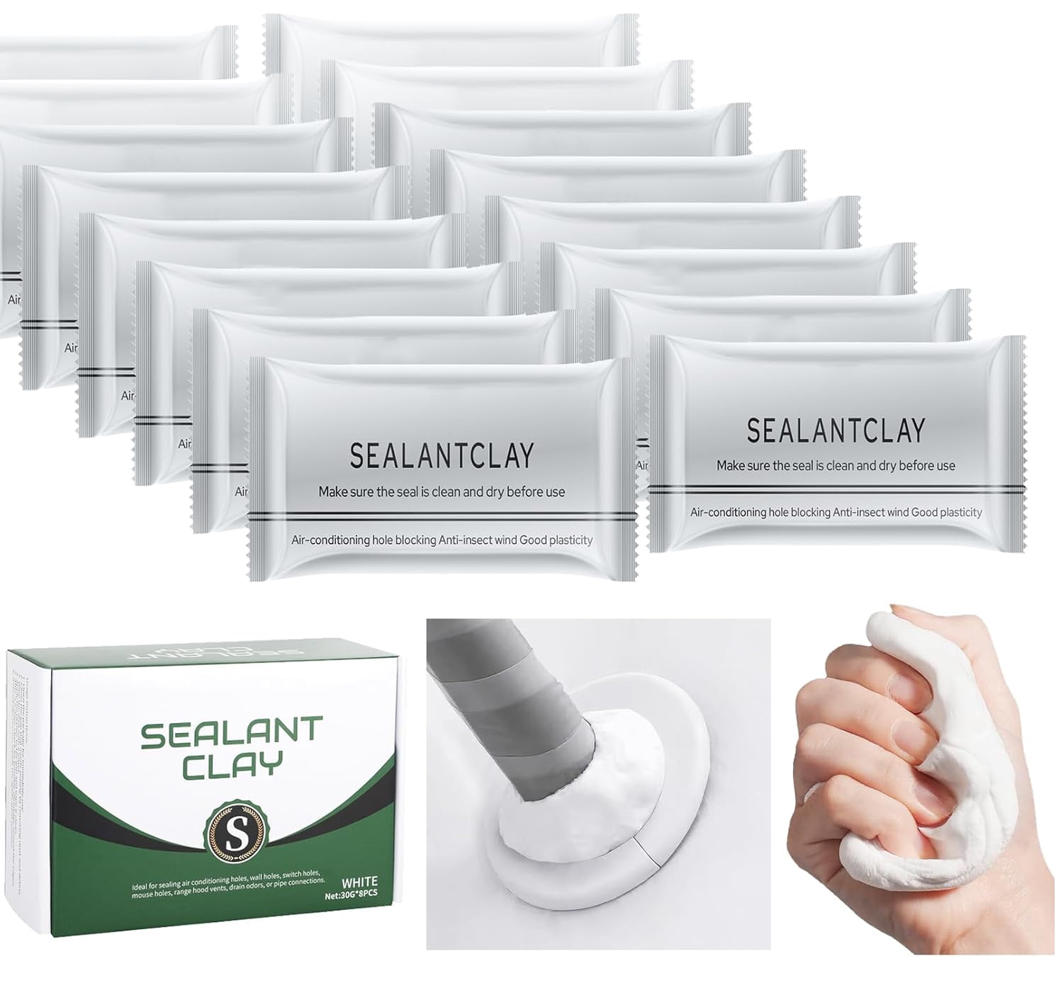 Waterproof Sealant Mastic,Pack of 16 White Seal Putty Waterproof Duct ...