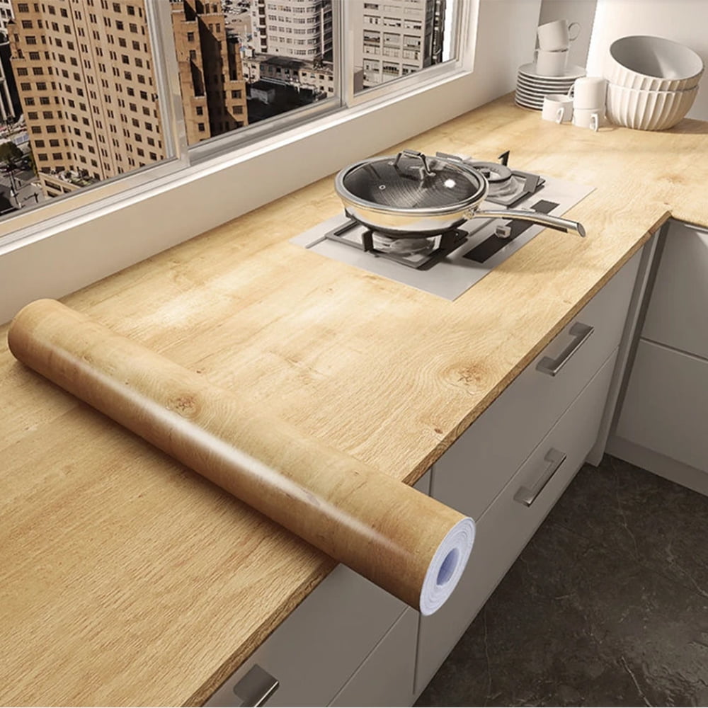 Waterproof Self Adhesive Wood Grain Sticker Door Cabinet Desktop Modern ...