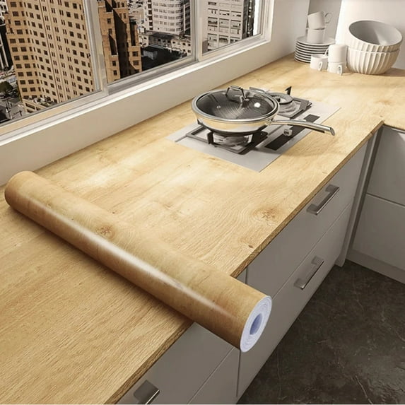 Waterproof Self Adhesive Wood Grain Sticker Door Cabinet Desktop Modern ...