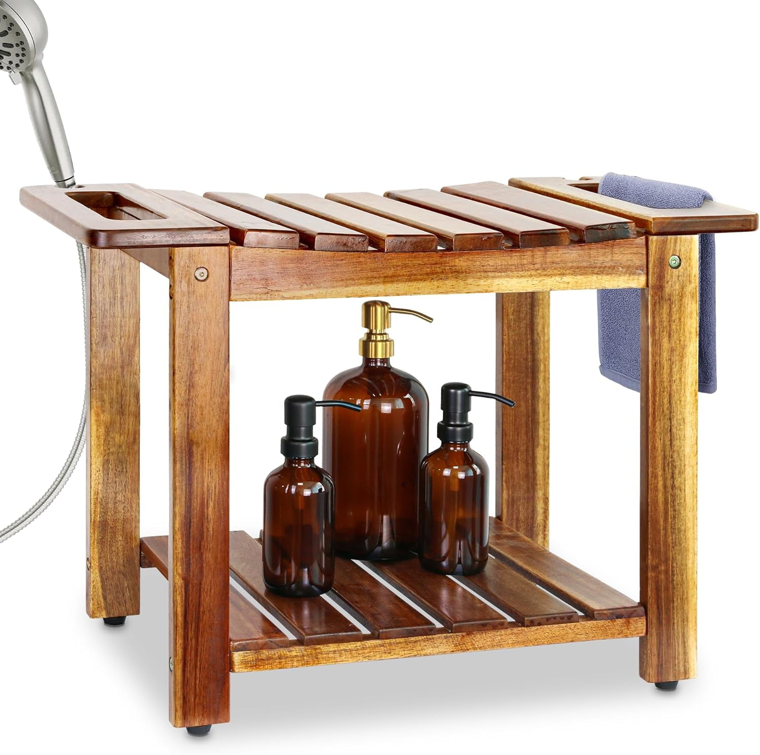 Waterproof Shower Bench with Storage Shelf – Multi-Use Bath Seat for ...