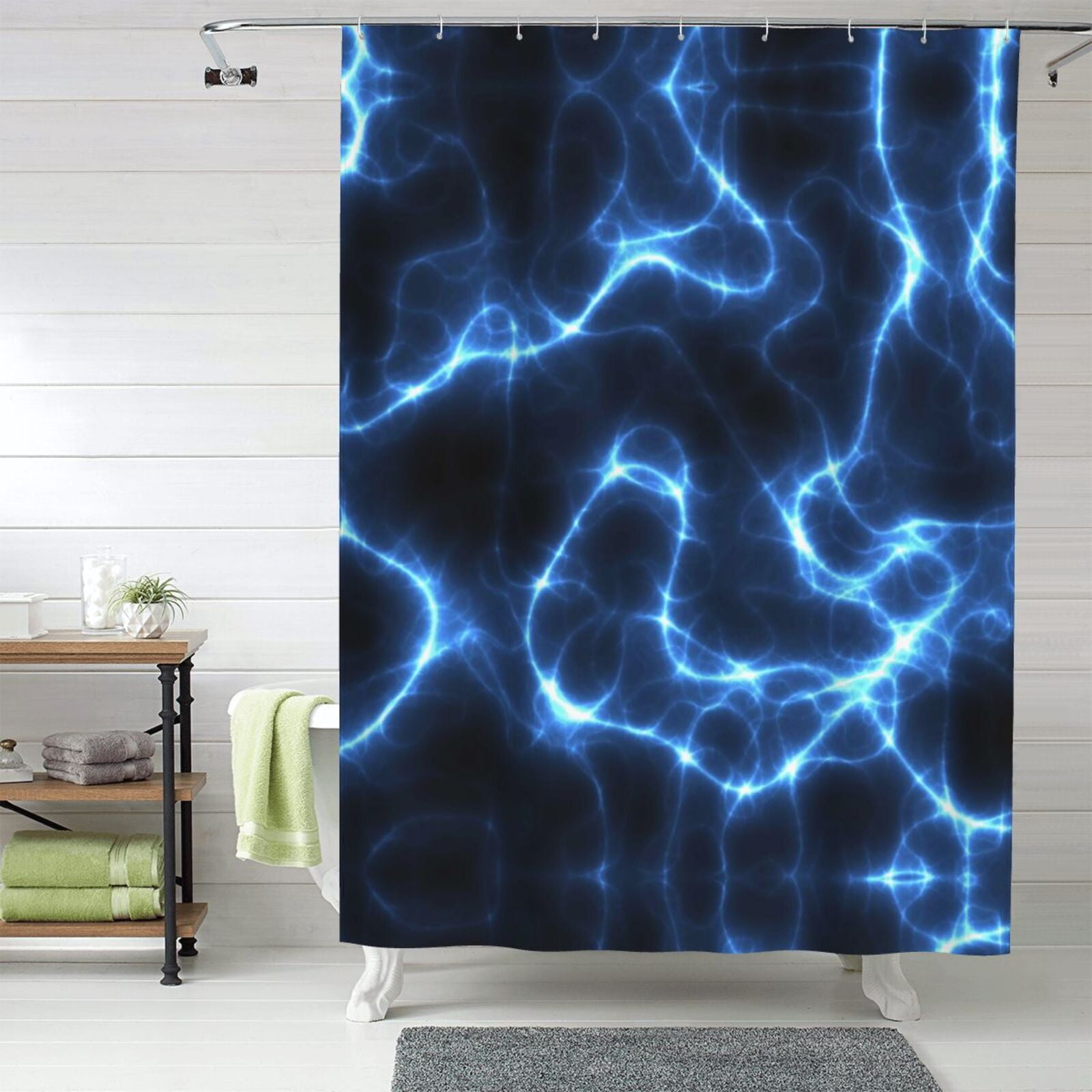 Waterproof Shower Curtain 60*72 in Blue Lightning Lightweight Fabric ...