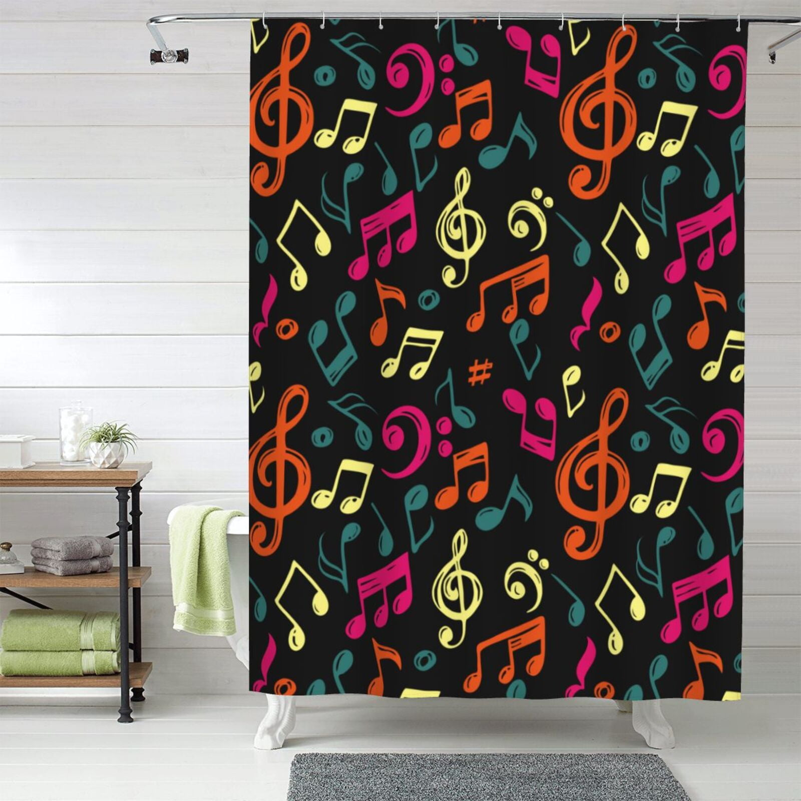 Waterproof Shower Curtain 60*72 in Music Notes Lightweight Fabric ...