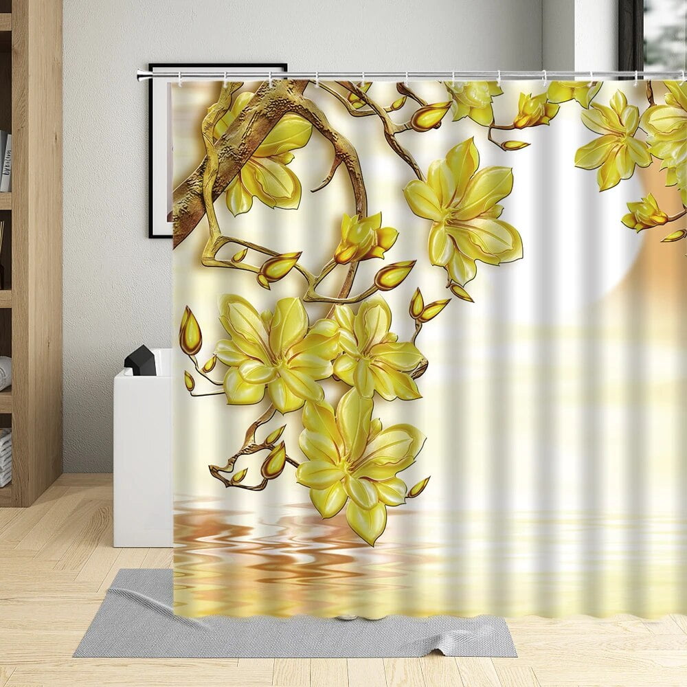 Waterproof Shower Curtain Set With Geometry Triangle Bathroom Curtains