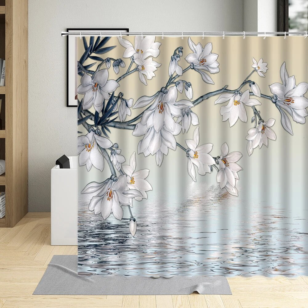 Waterproof Shower Curtain Set With Geometry Triangle Bathroom Curtains