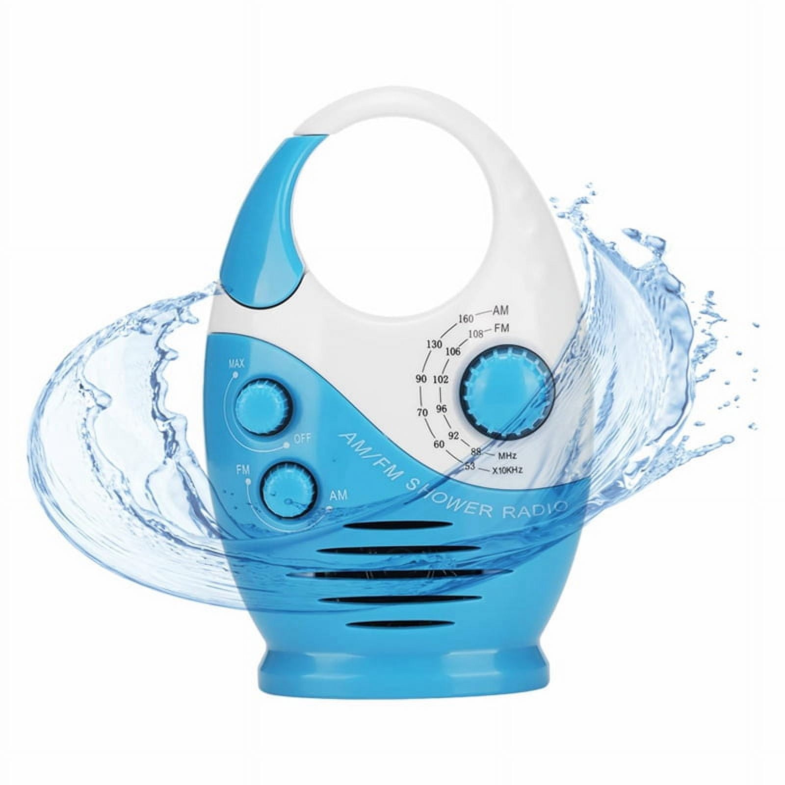 Waterproof Shower Radio, AM/FM Radio with Hook Handle, Compact Portable ...