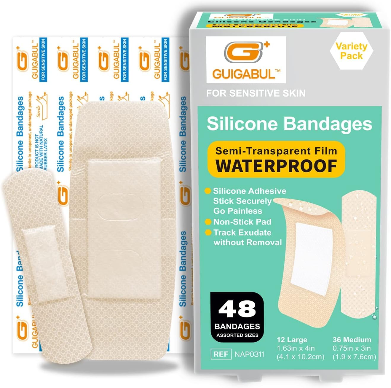 Waterproof Silicone Adhesive Bandages for Sensitive Skin - Painless ...