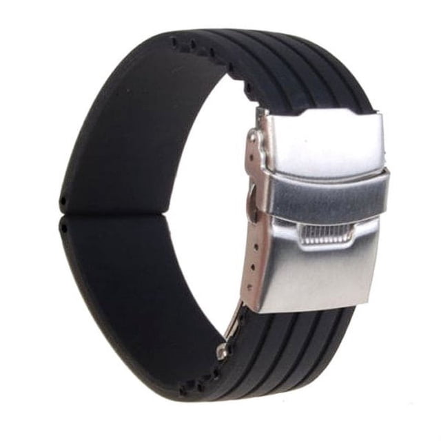 Waterproof Silicone Rubber Wrist Watch Strap Band Deployment Buckle 18 ...