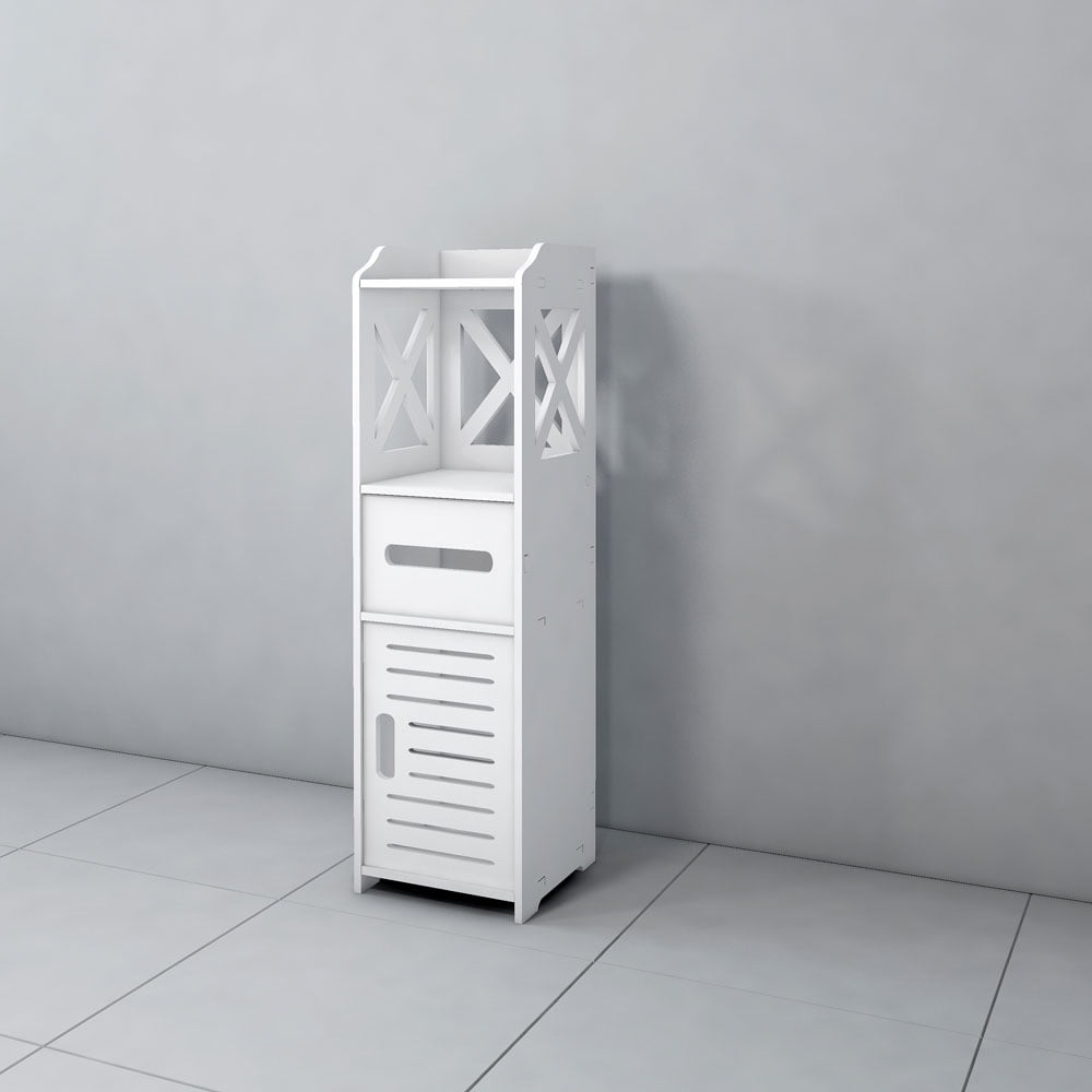 Waterproof Single Door Two Tier Bathroom Cabinet White - Walmart.com