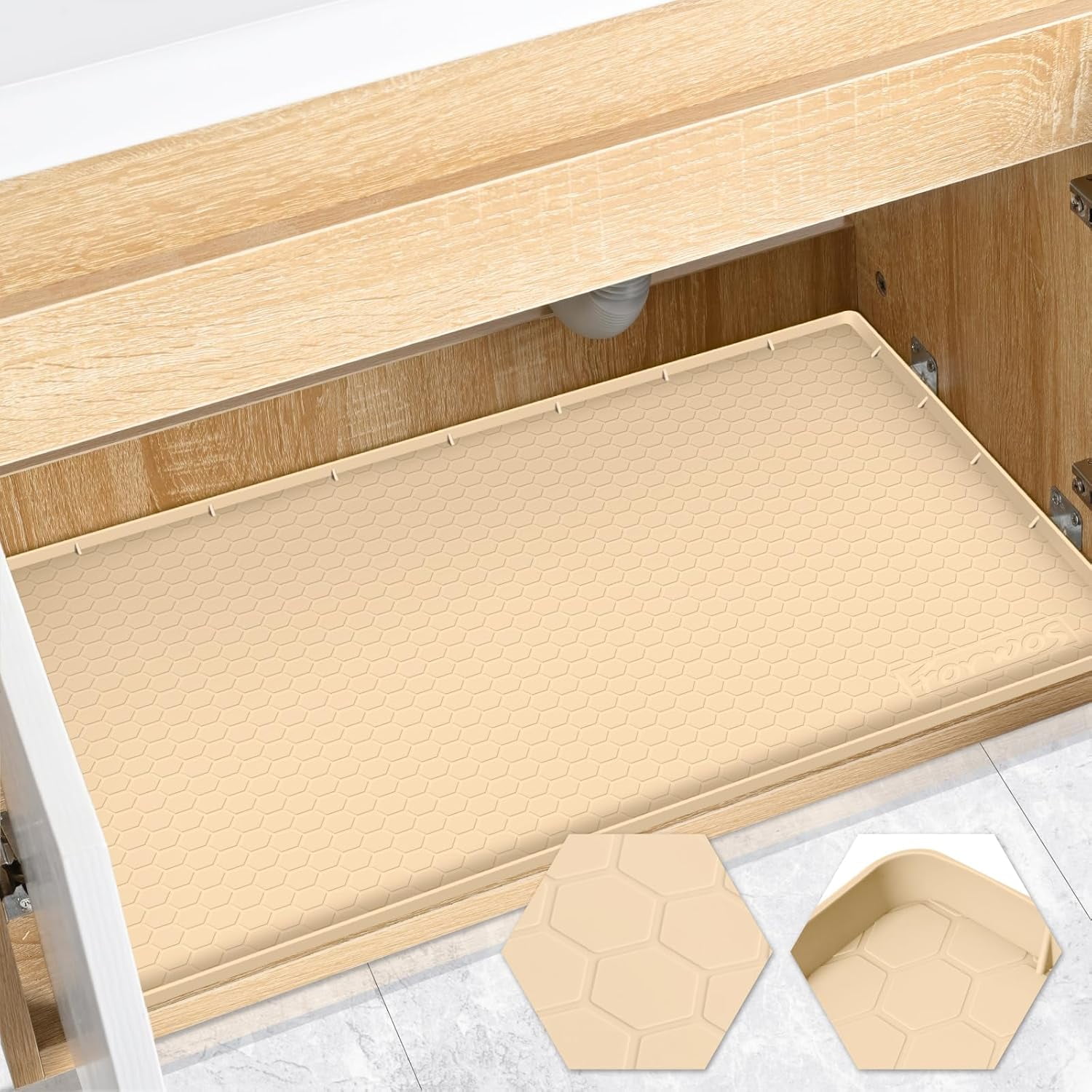 Waterproof Under Sink Mat 28" x 19", Silicone Cabinet Liner, Rubber ...