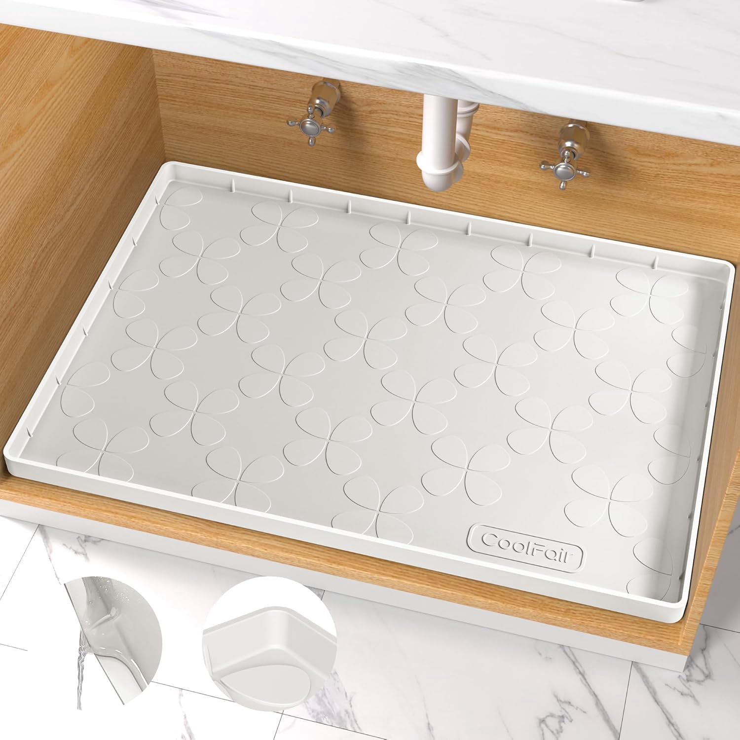 Waterproof Under Sink Mat, 31'' x 22'' Silicone Mat for Kitchen ...