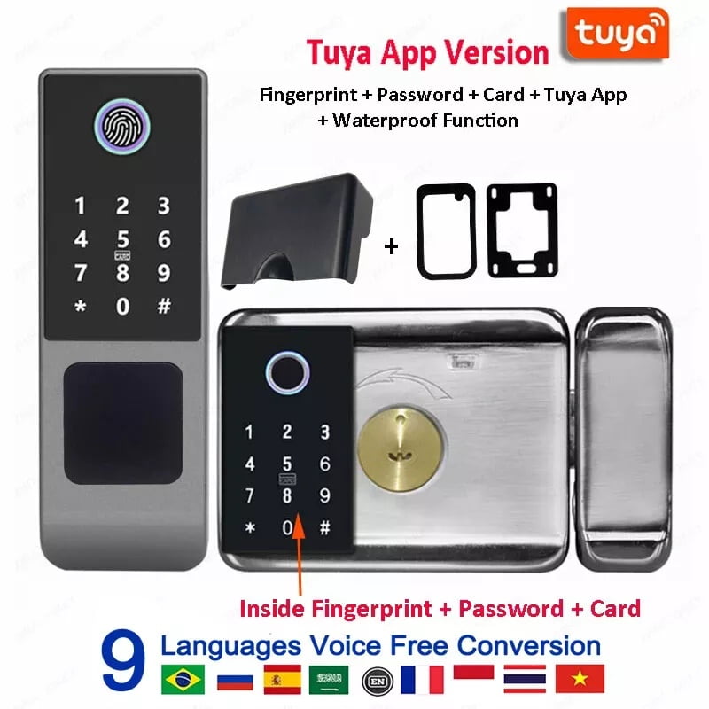 Waterproof Smart Lock for Front Door Fingerprint Unlock Tuya Wi-Fi ...