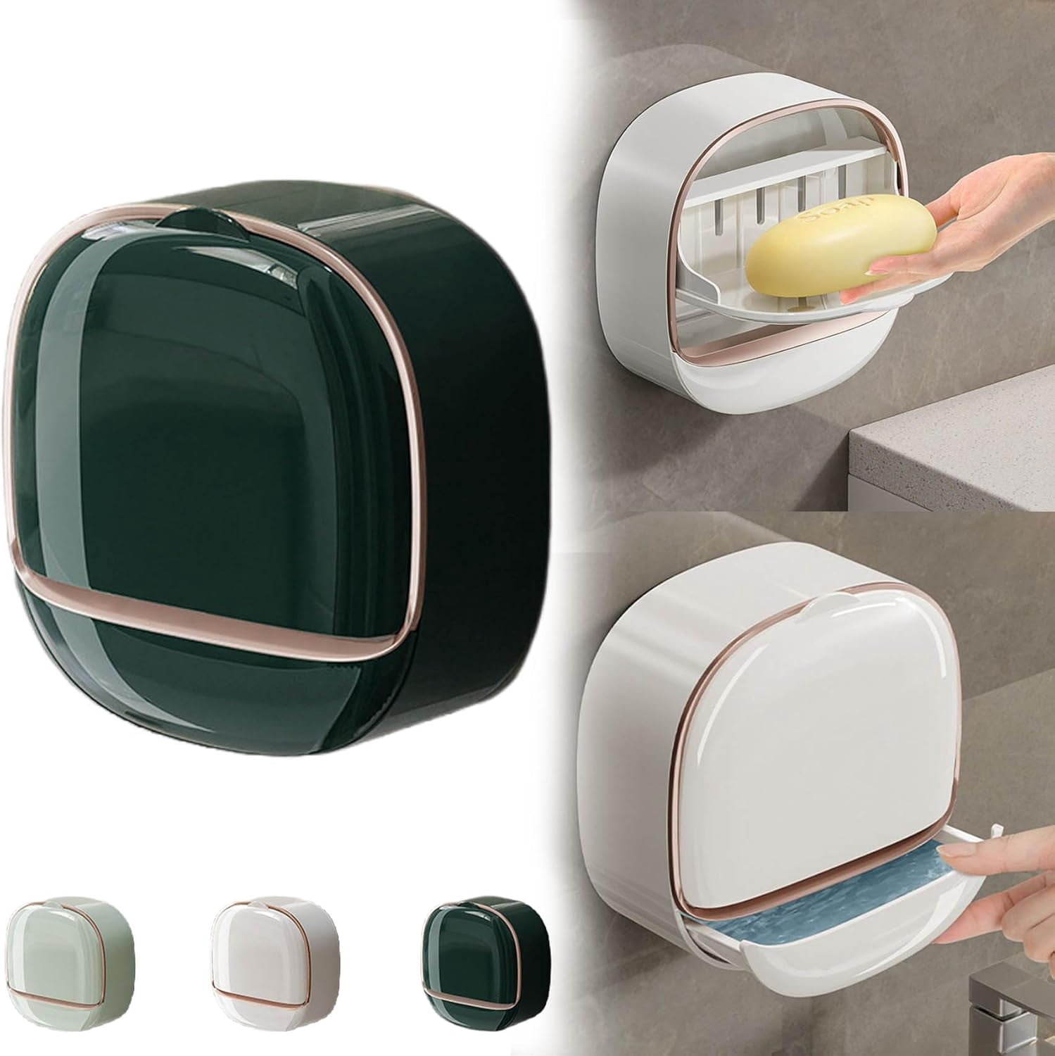 Waterproof Soap Dish with Drainage Box,2025 New Soap Dish Holder with ...
