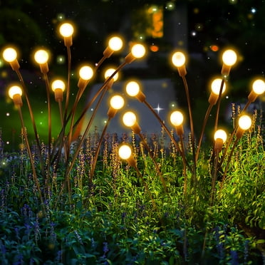 Rirool 4-Pack Outdoor Solar Garden Lights - 40 LED Firefly & Swaying, Waterproof, Wind-Powered ...