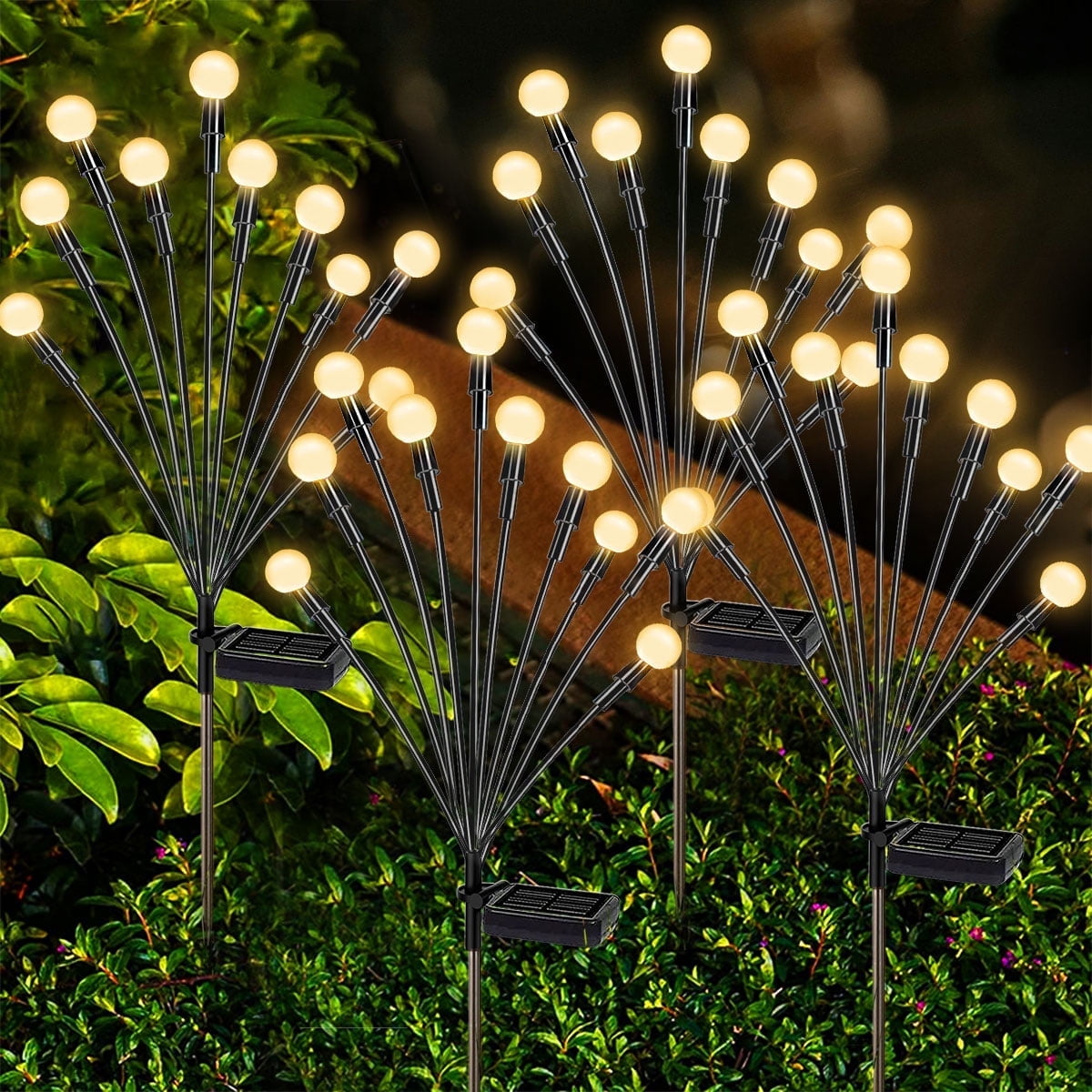 TiokMc 2-Pack Total 20 LED Solar Garden Lights - Outdoor Firefly ...