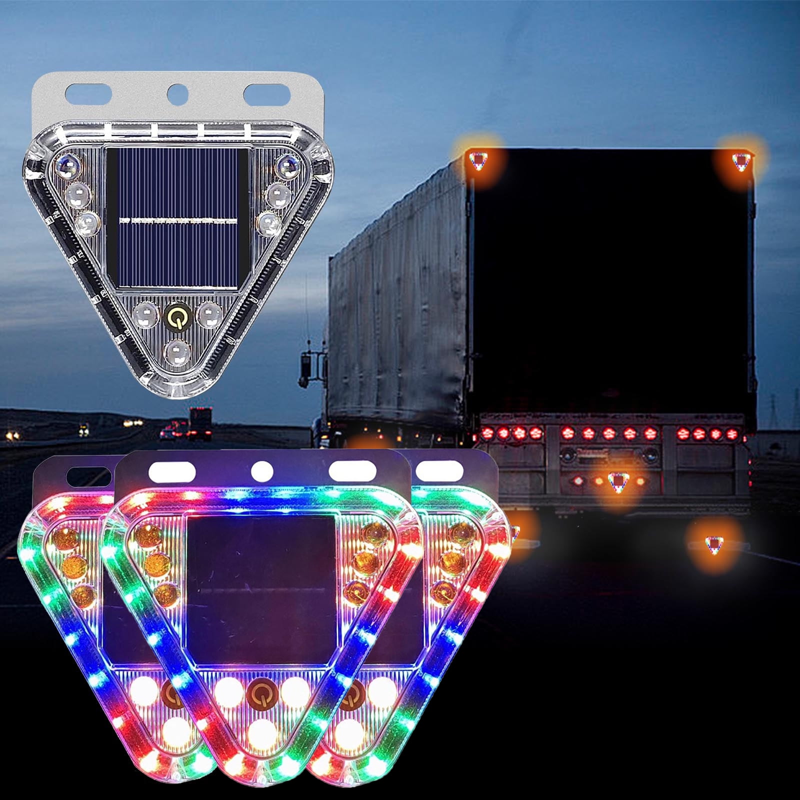 Waterproof Solar-Powered Truck Tail Warning Light Solar Strobe Light ...