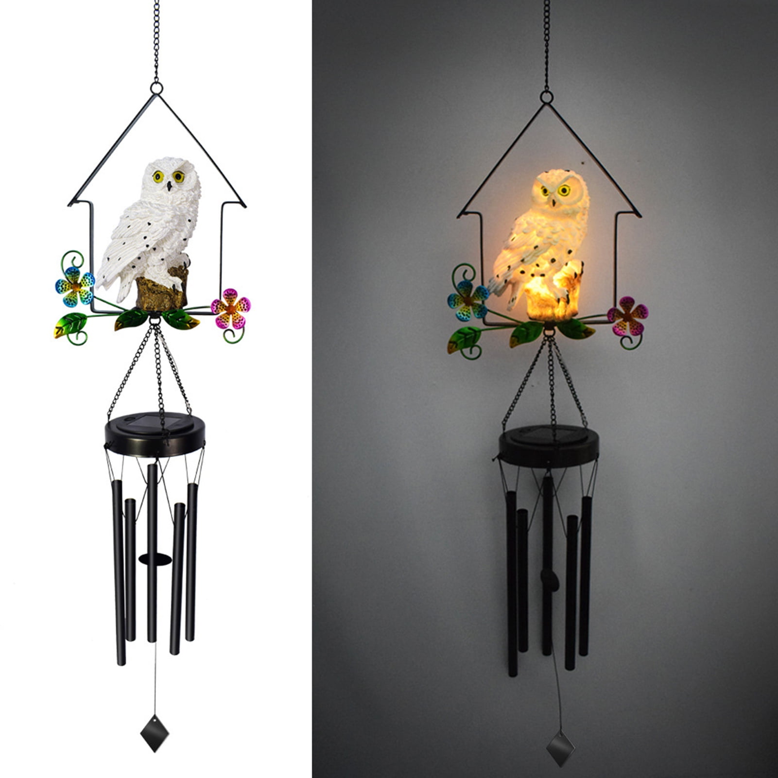Waterproof Solar-powered Owl Wind Chime Light - Automatic Charging - No ...