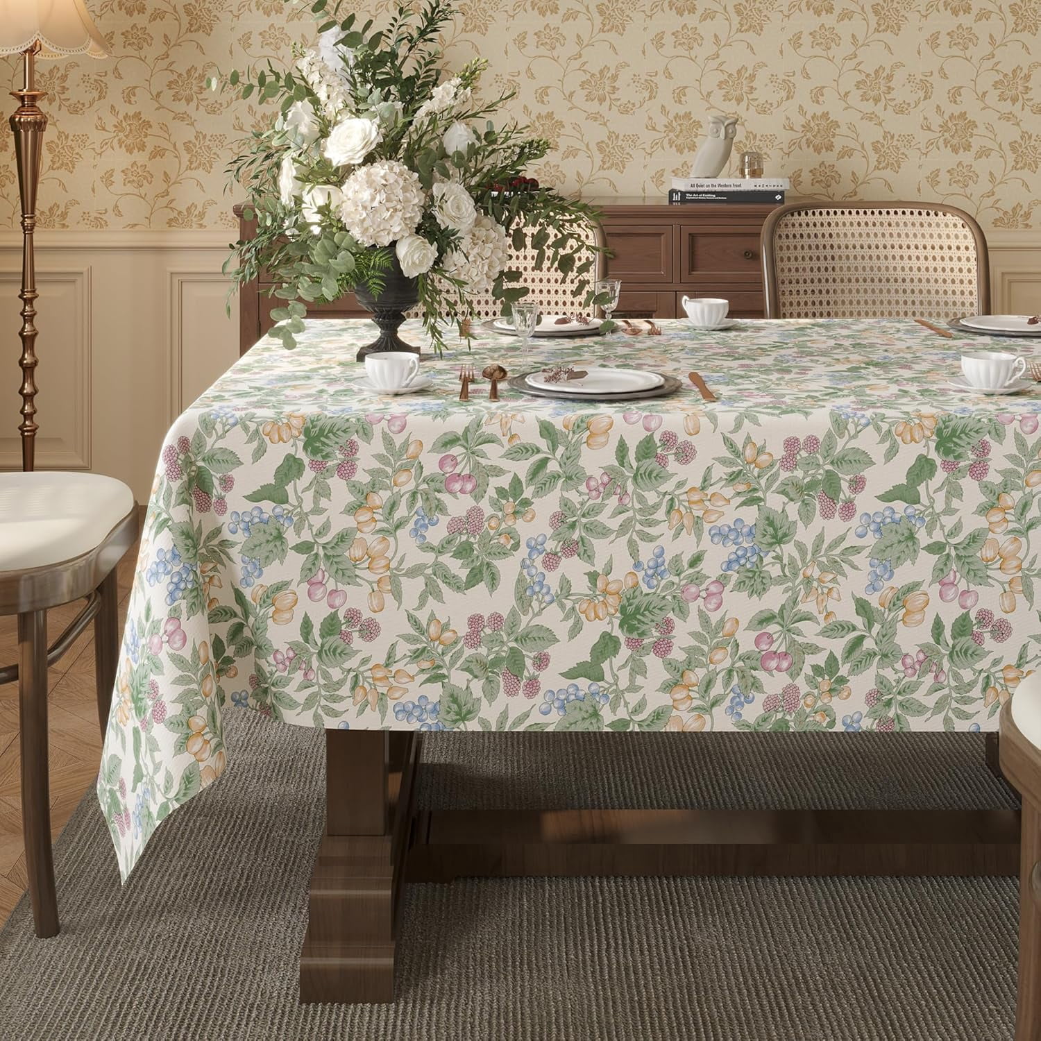 Waterproof Square Tablecloth, 54" x 54" Vinyl Oil and Spill Resistant ...