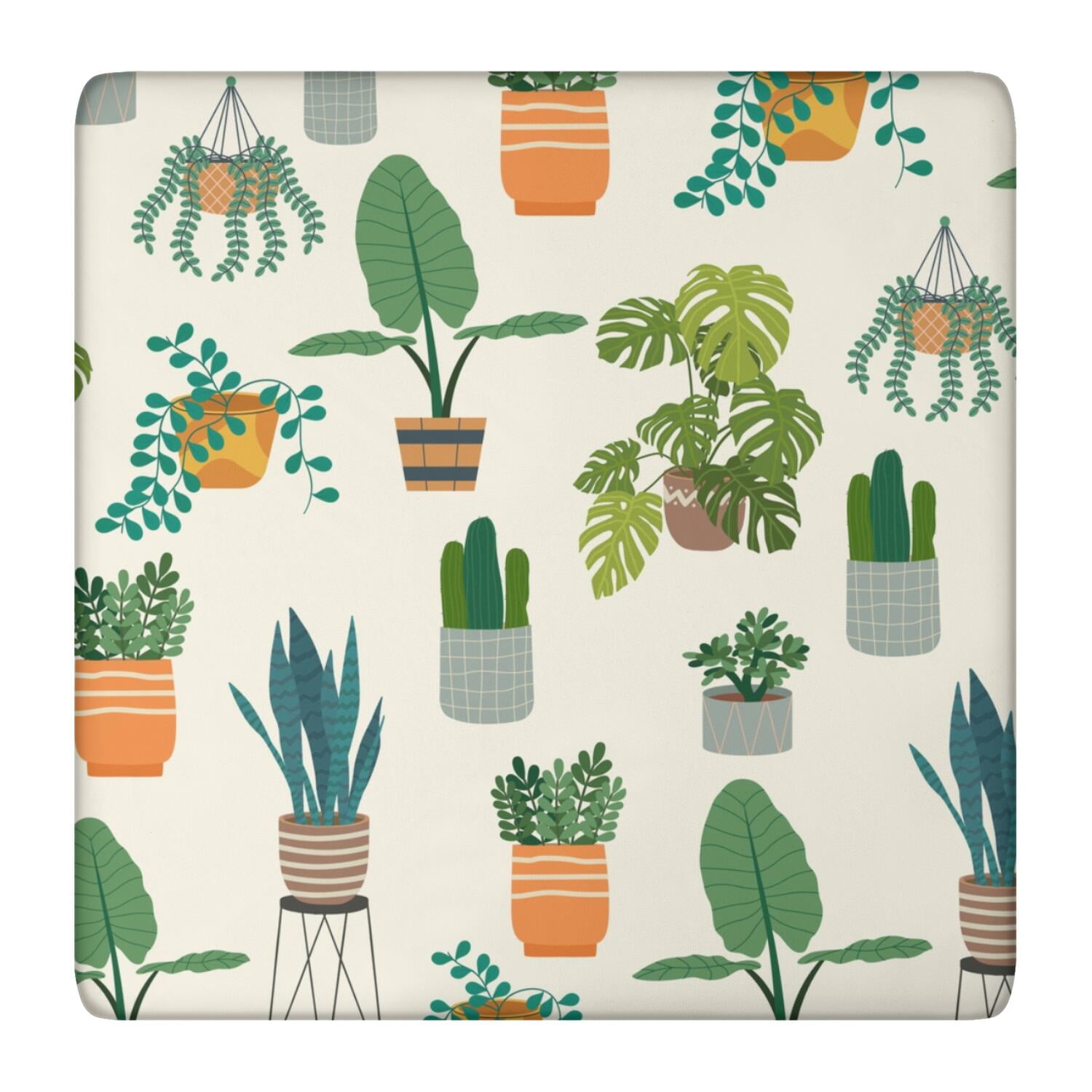 Waterproof Squre Tablecloth with Cute Kawaii Cactus and Watercolor ...