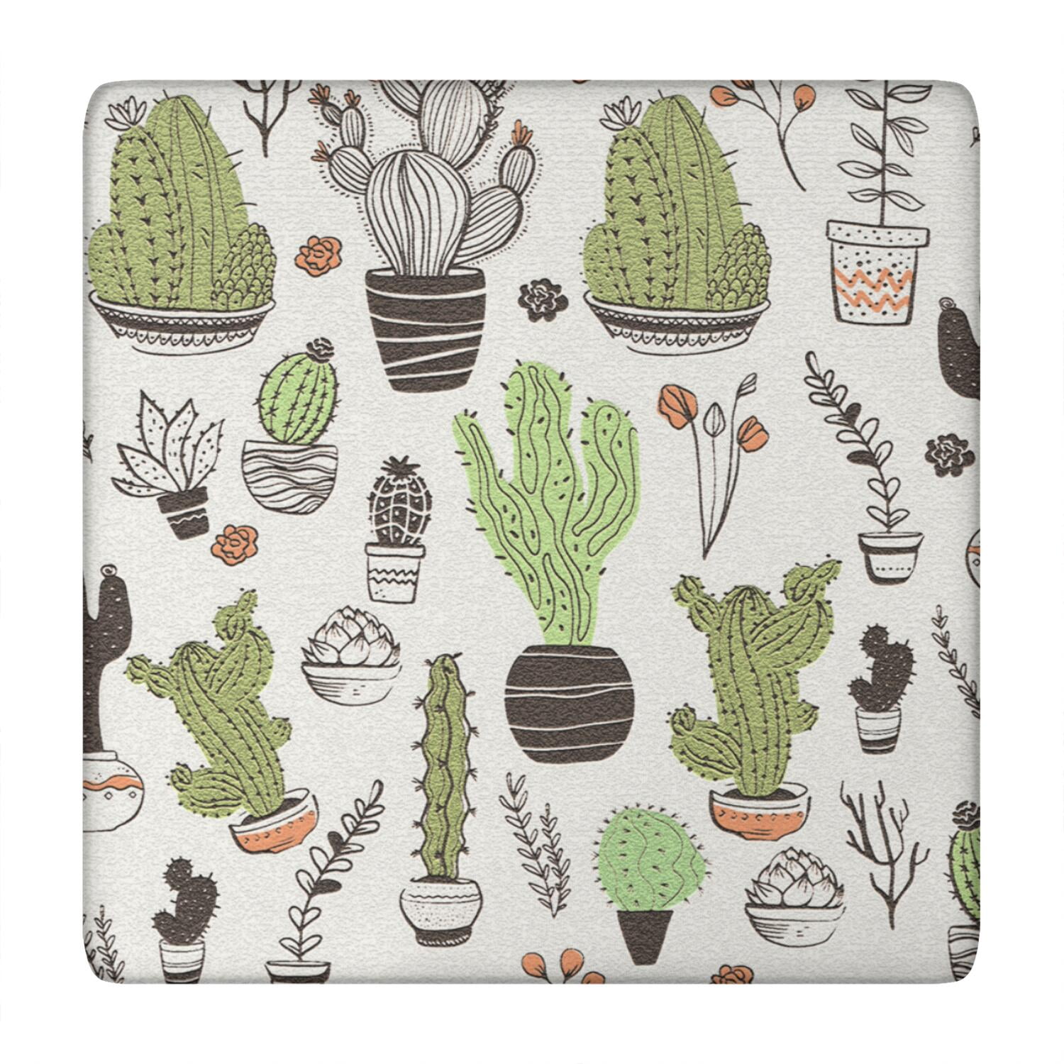 Waterproof Squre Tablecloth with Cute Kawaii Cactus and Watercolor ...