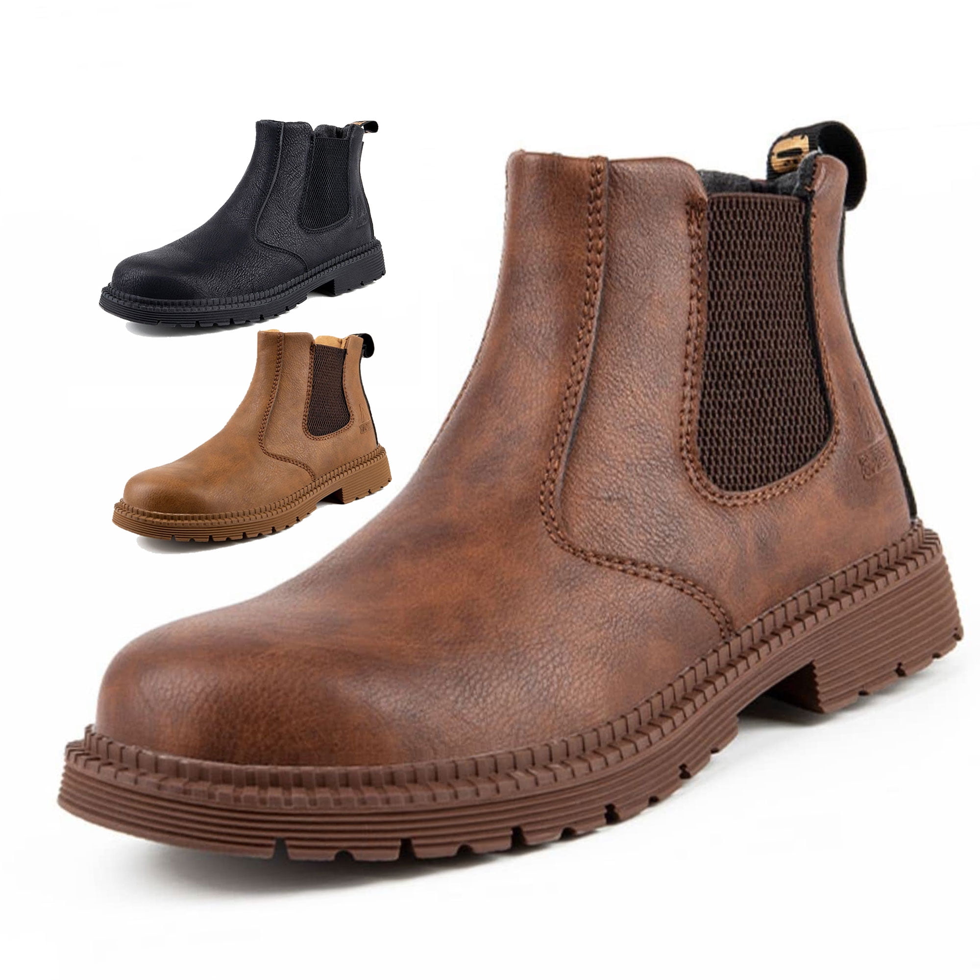 Waterproof Steel Toe Work Boots for Men - Lightweight Safety Shoes Slip ...