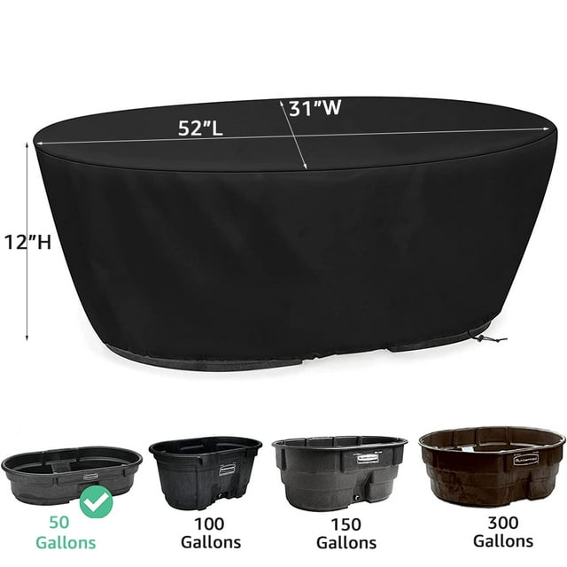 Waterproof Stock Tank Cover for 50 100 150 300 Gallon Stock Tank Oval ...