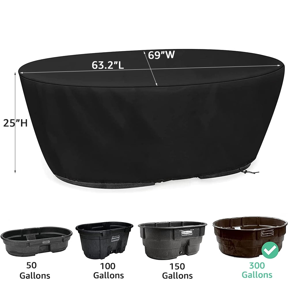 Waterproof Stock Tank Cover for 50 100 150 300 Gallon Stock Tank Oval ...