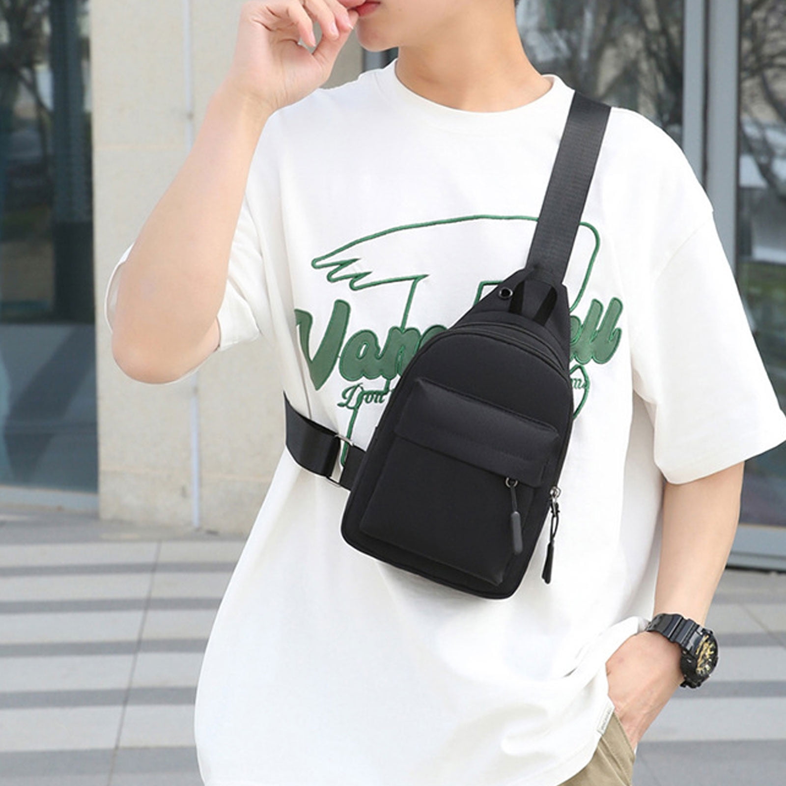 Waterproof Strap Bag Crossbody Backpack With Headphone Hole Strap ...