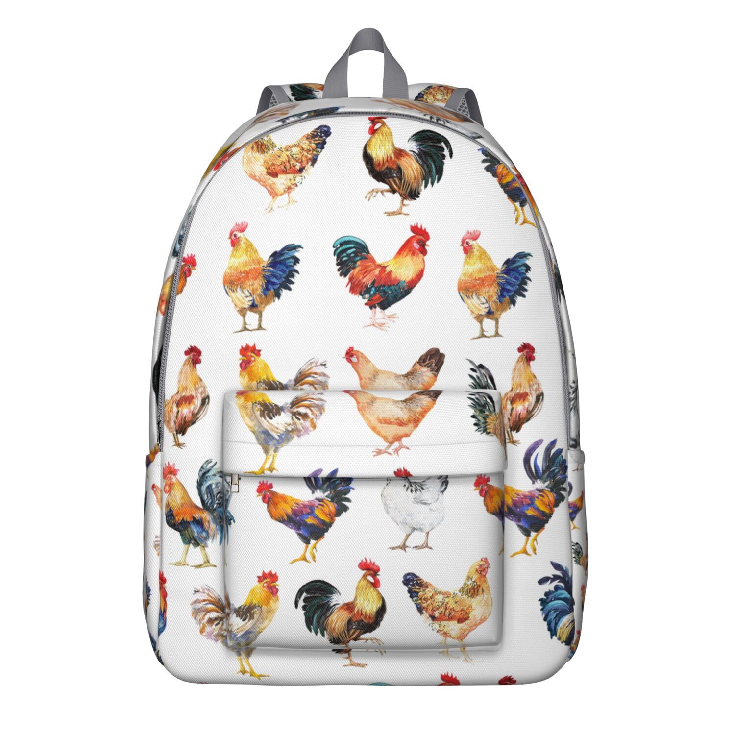 Waterproof Student Backpack Featuring Retro Farmhouse Chicken and Hen ...